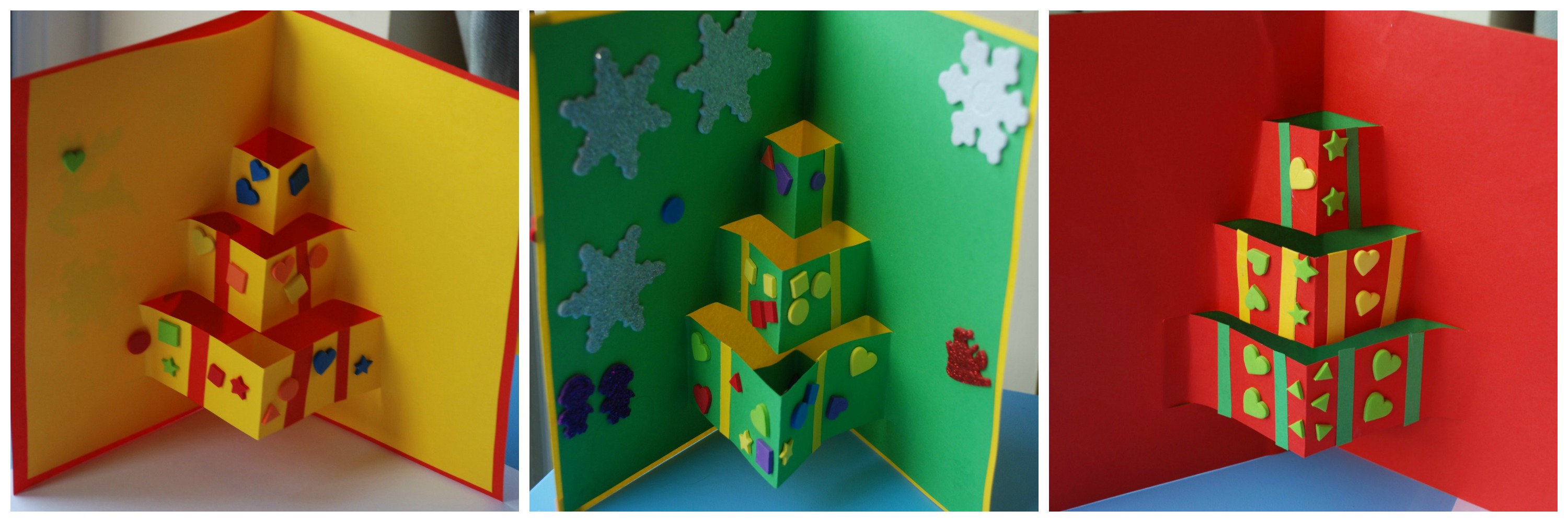 Christmas card with pop up pile of presents | ofamily learning together