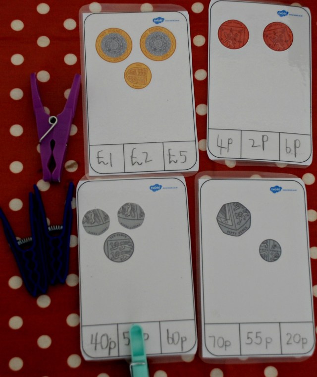 Making our own money peg cards | ofamily learning together