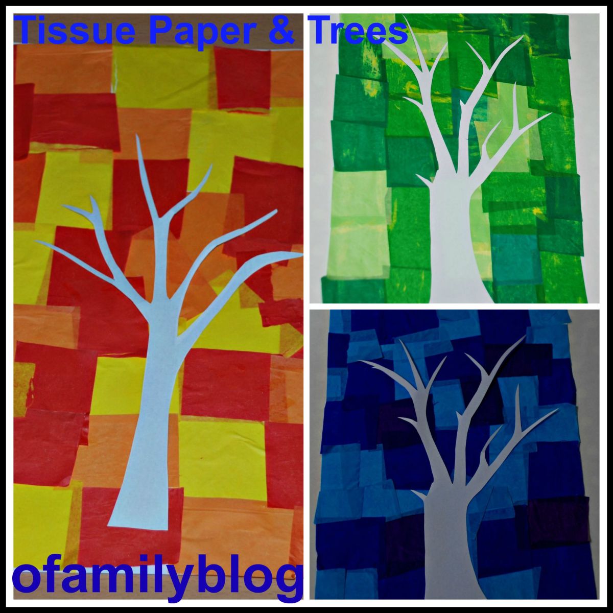 Tissue paper pictures with trees | ofamily learning together