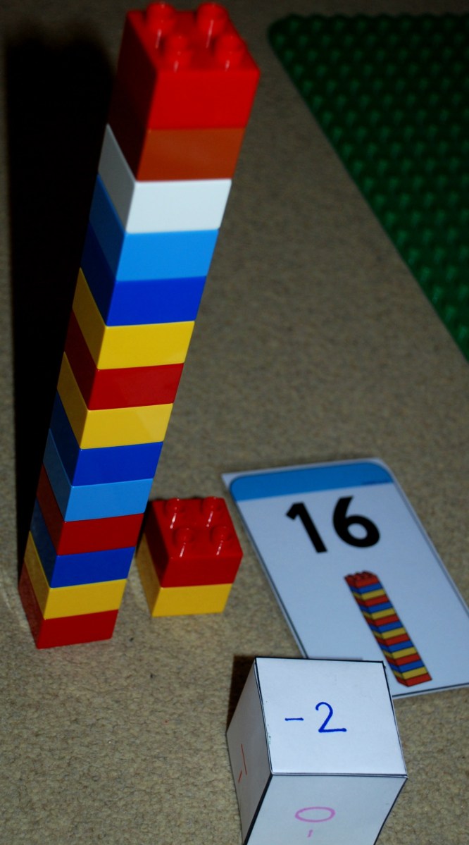 Addition and subtraction with lego and a dice | ofamily learning together