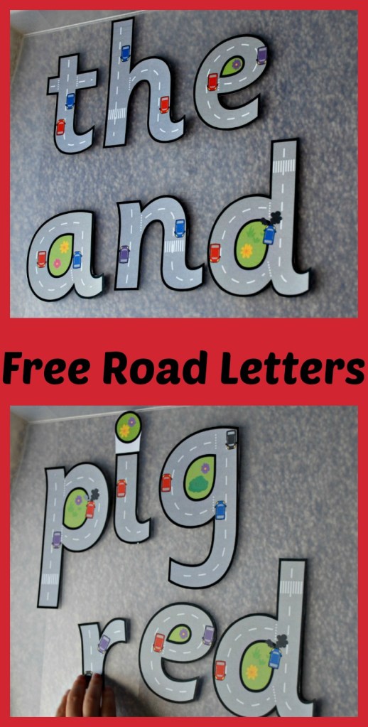 Practicing words with Road themed letters | ofamily learning together
