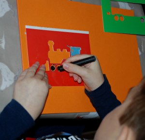 Easy Train Stencil Art | ofamily learning together