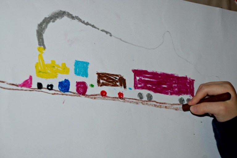 Easy Train Stencil Art | ofamily learning together