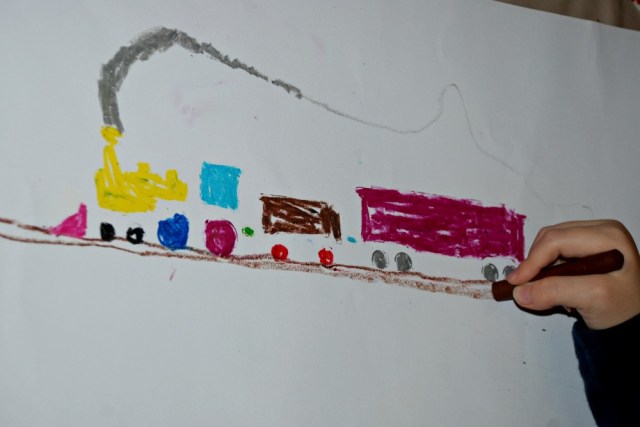 Easy Train Stencil Art | ofamily learning together