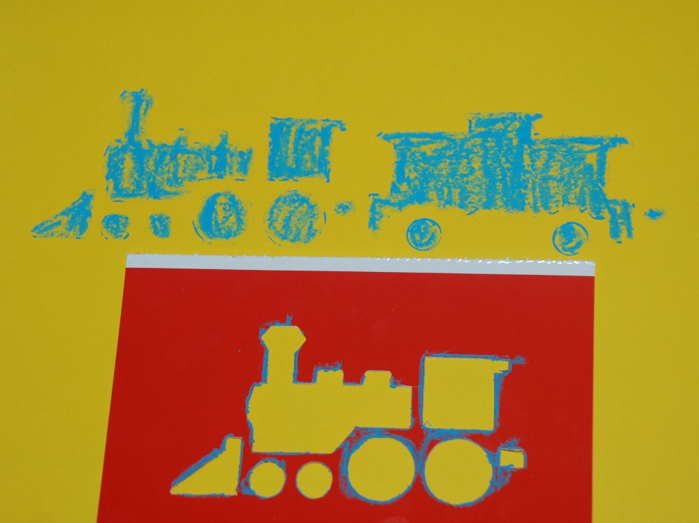 Easy Train Stencil Art | ofamily learning together