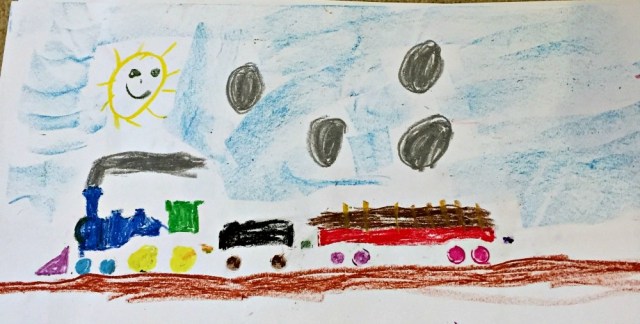 Easy Train Stencil Art | ofamily learning together