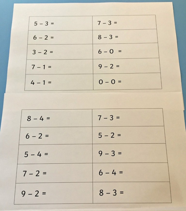 Basic subtraction pages | ofamily learning together