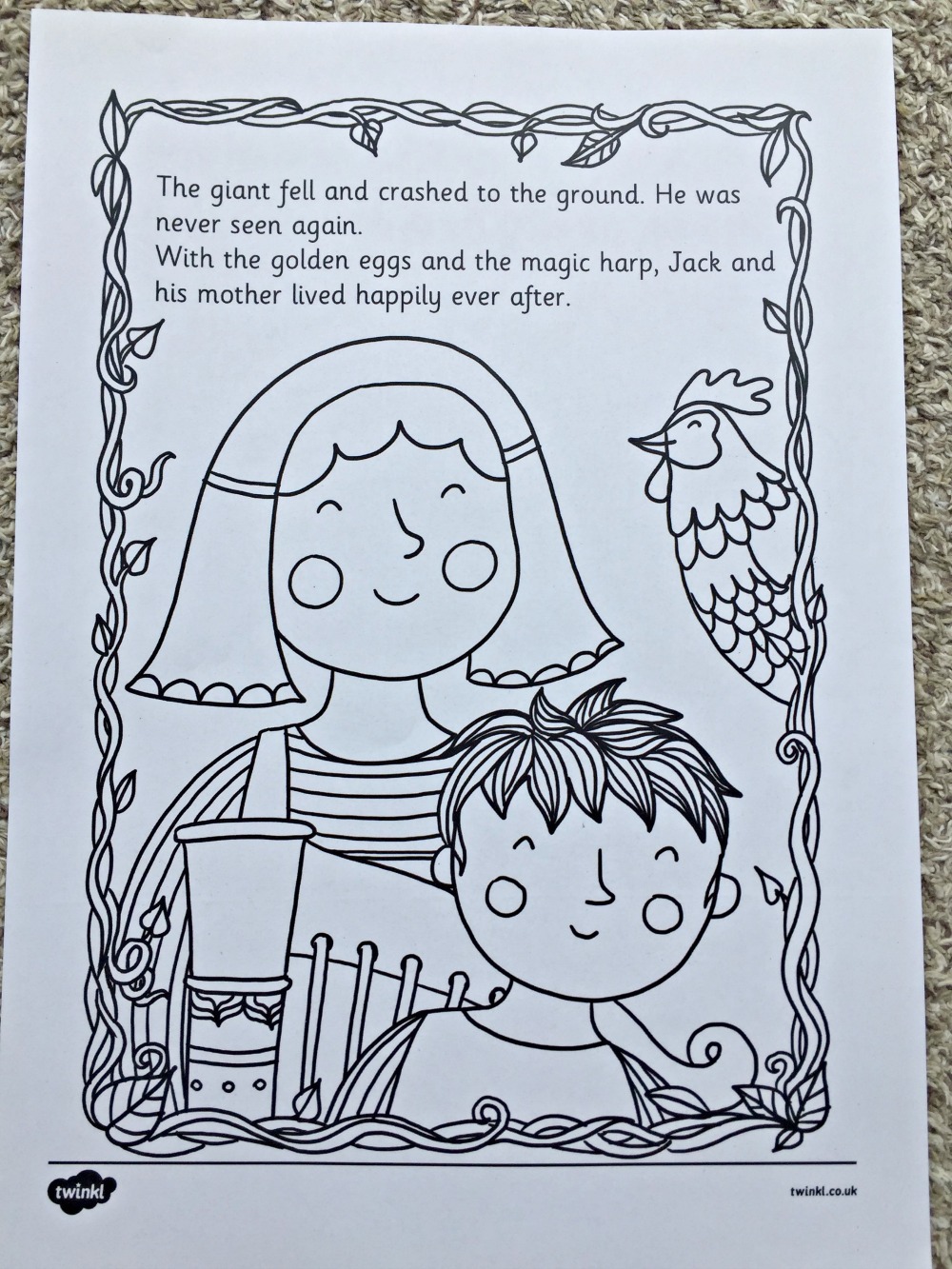Jack and the Beanstalk Colouring Story | ofamily learning together