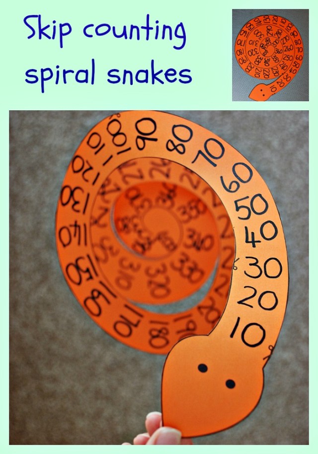 Skip Counting Spiral Snakes | ofamily learning together