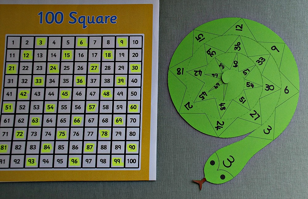 Skip Counting Spiral Snakes | ofamily learning together