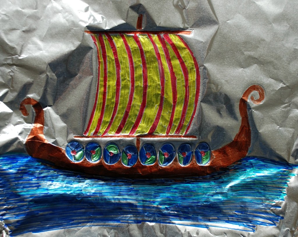 Tin foil Viking Longship Art | ofamily learning together