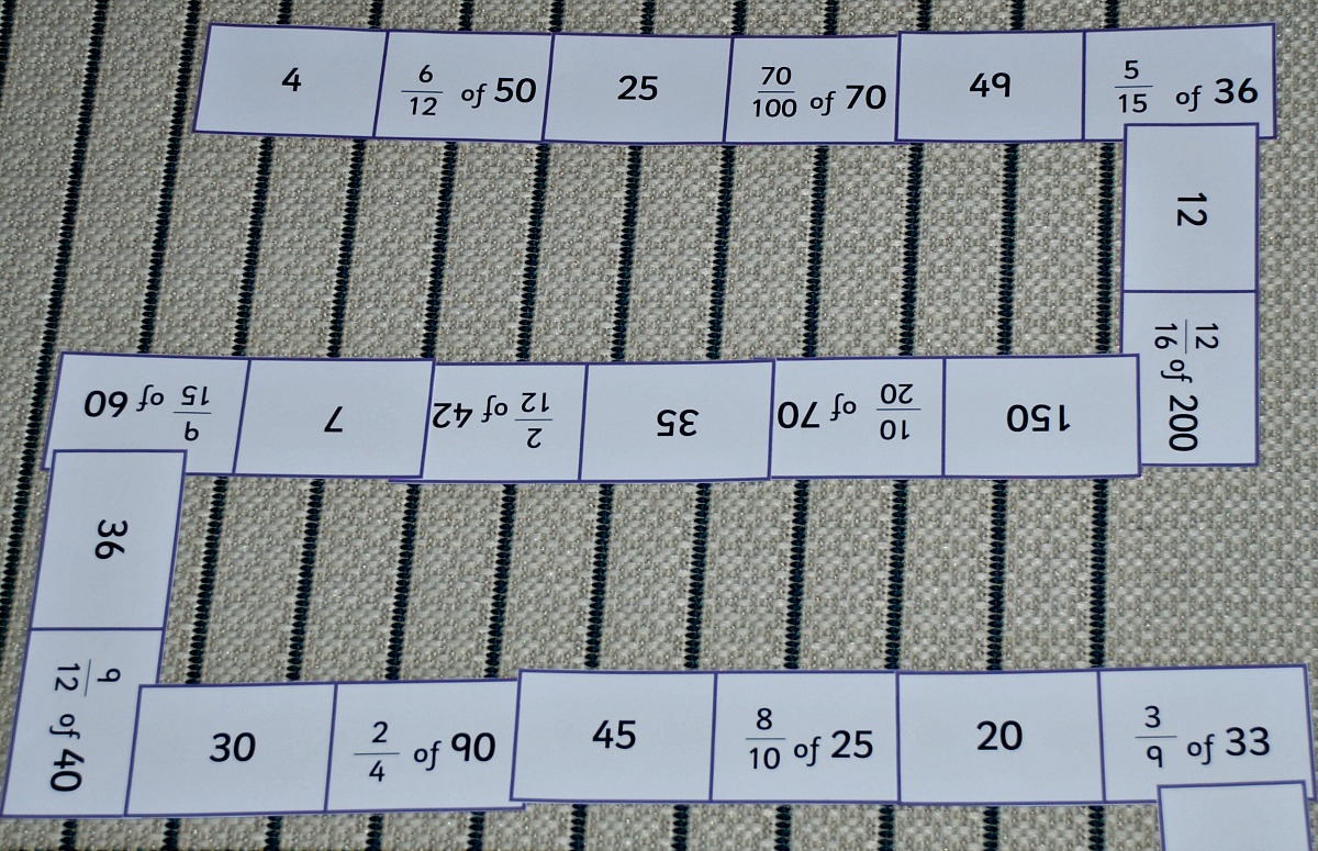 Fraction of a Number Domino Sets | ofamily learning together