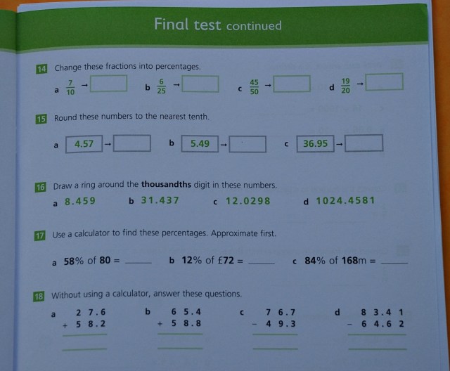 Decimals and Percentages workbook | ofamily learning together