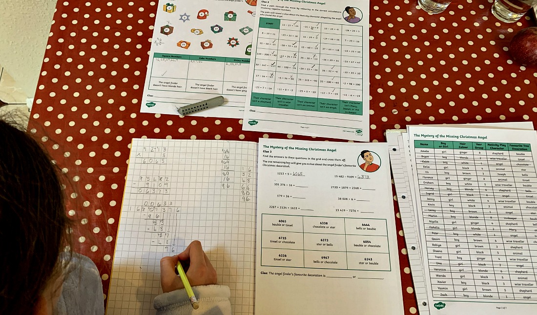 Christmas Maths Mystery pages from Twinkl | ofamily learning together