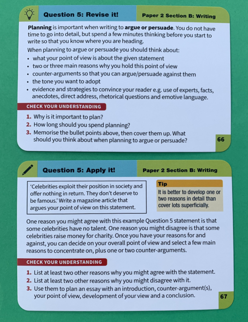 AQA GCSE English Language Revision Cards | ofamily learning together
