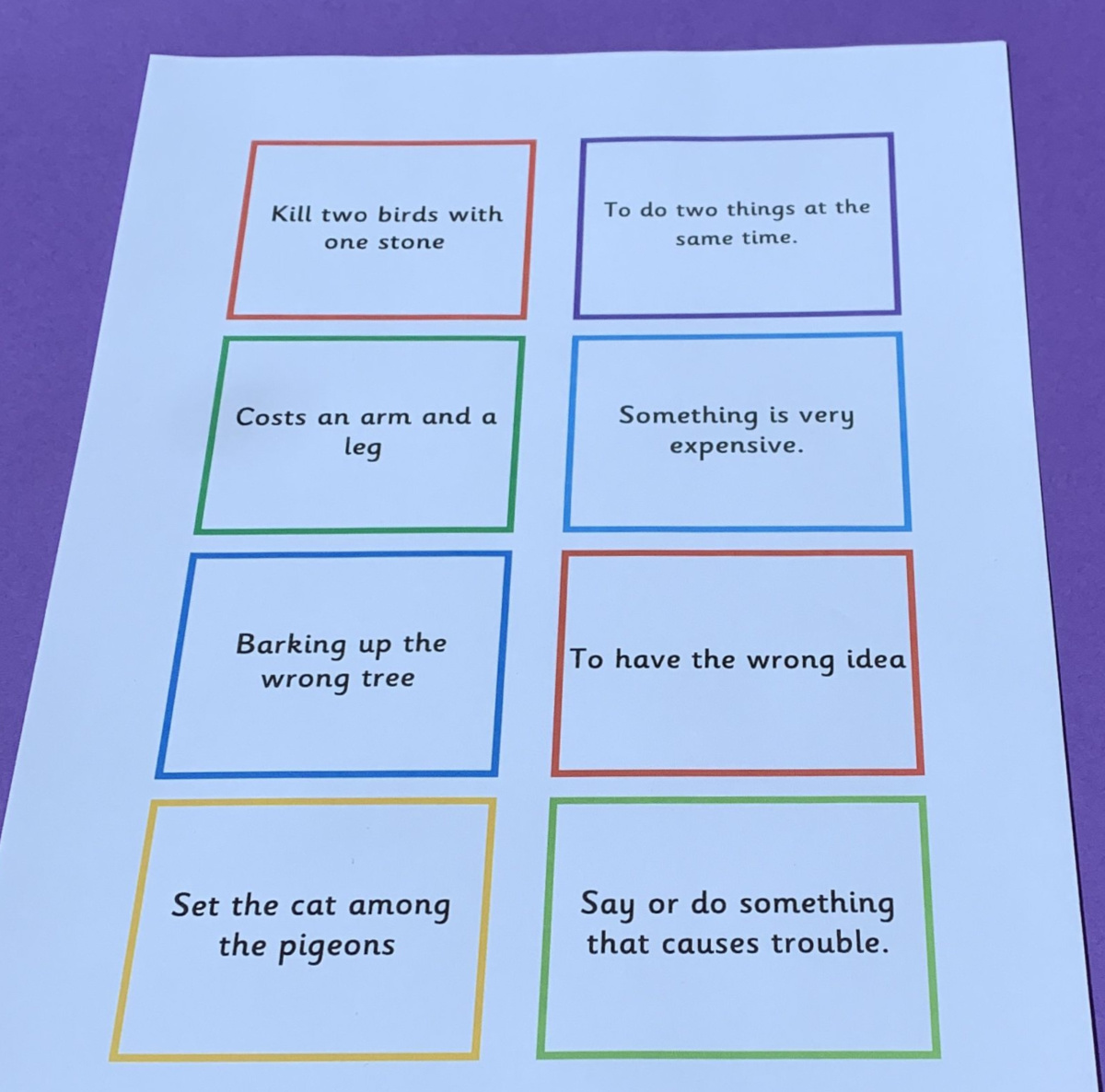 Idiom Cards – Free to download | ofamily learning together