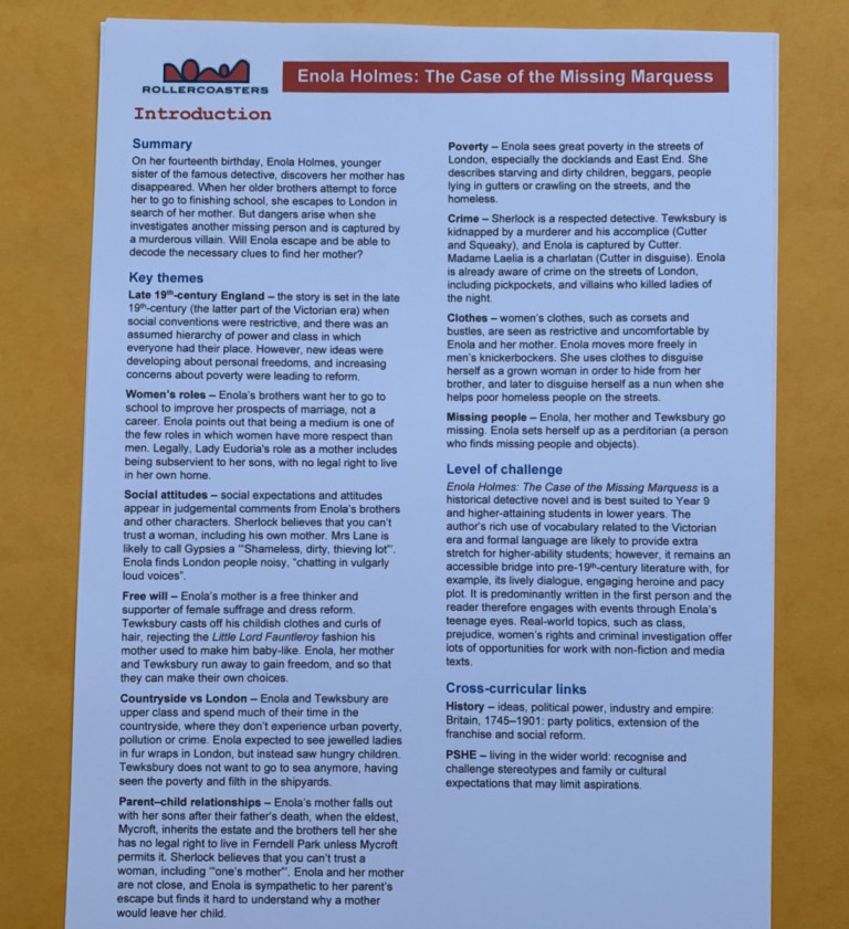 Enola Holmes The Case of the Missing Marquess book and activities ...