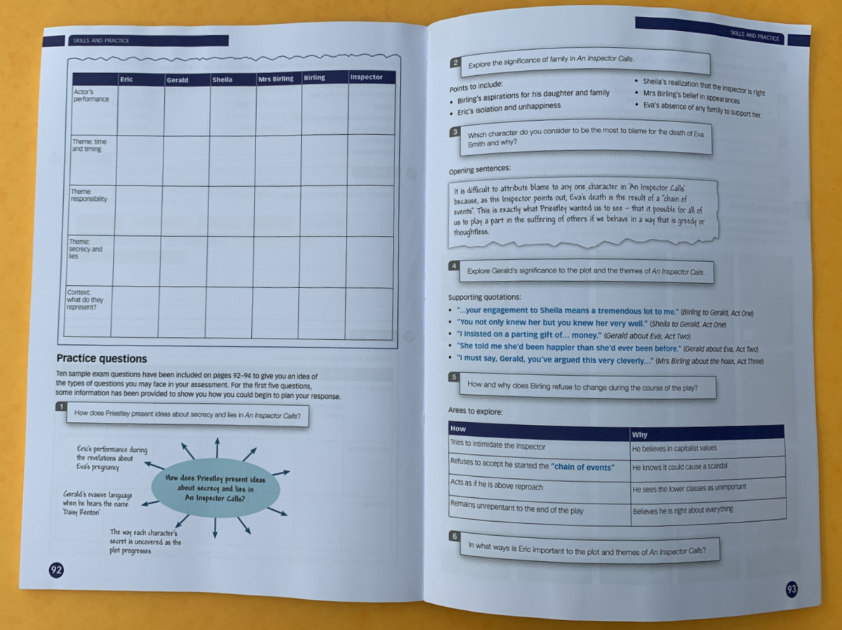 An Inspector Calls Workbook for GCSE or IGCSE English Literature | ofamily learning together