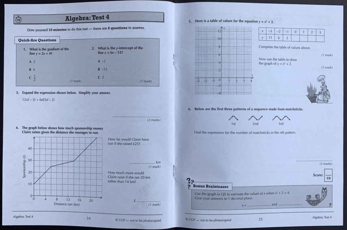 Key Stage 3 Maths, 10 minute test books from CGP | ofamily learning ...